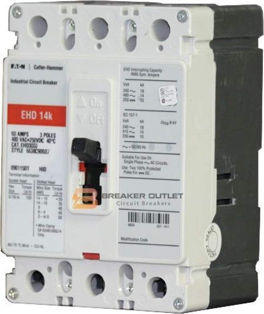 New Eaton Cutler-Hammer EHD3020 Circuit Breaker 3 Pole 20A 480V 14kA ...