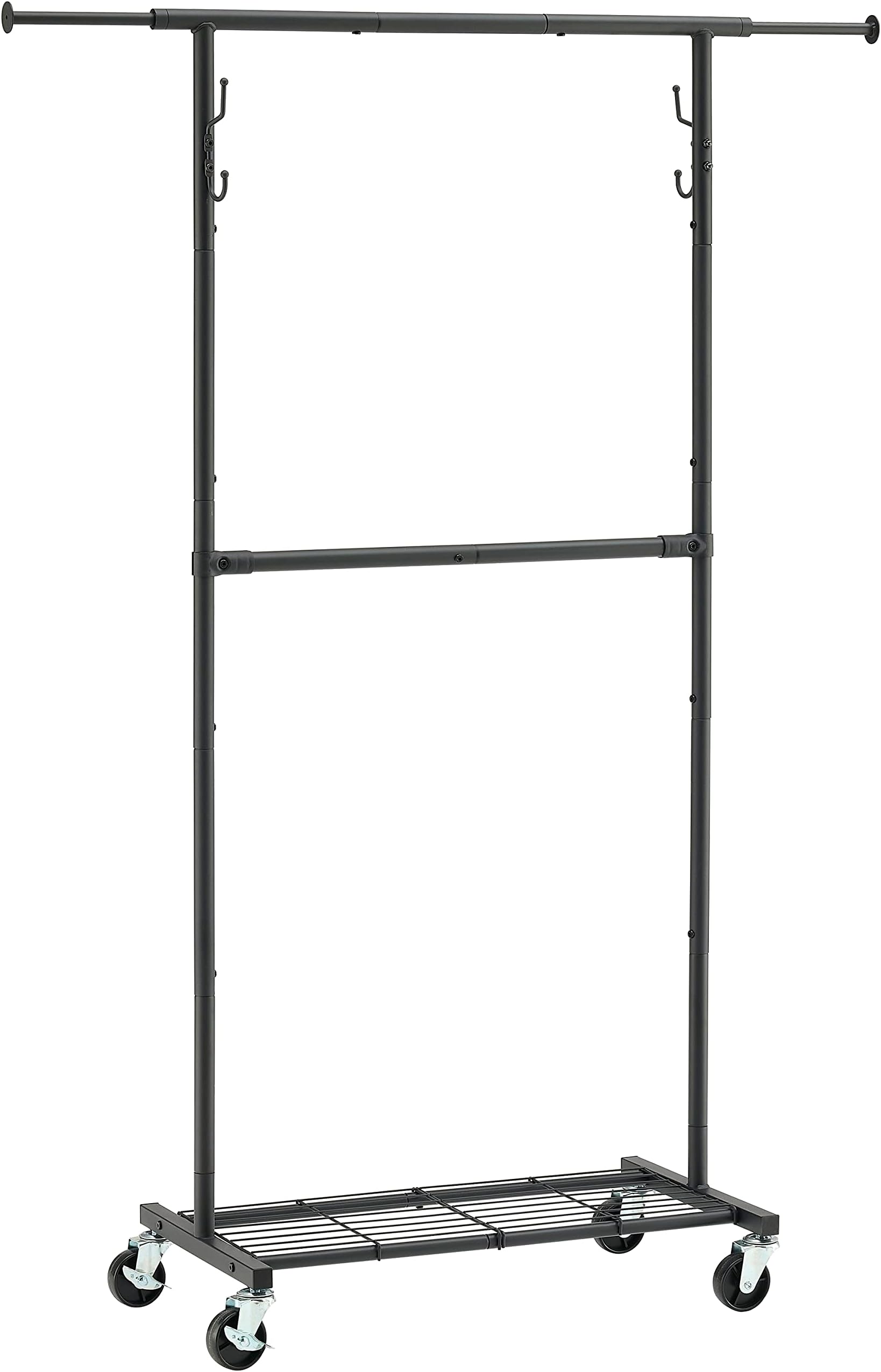 Amazon.com: Whitmor Adjustable 2-Rod Garment Rack - Rolling Clothes ...