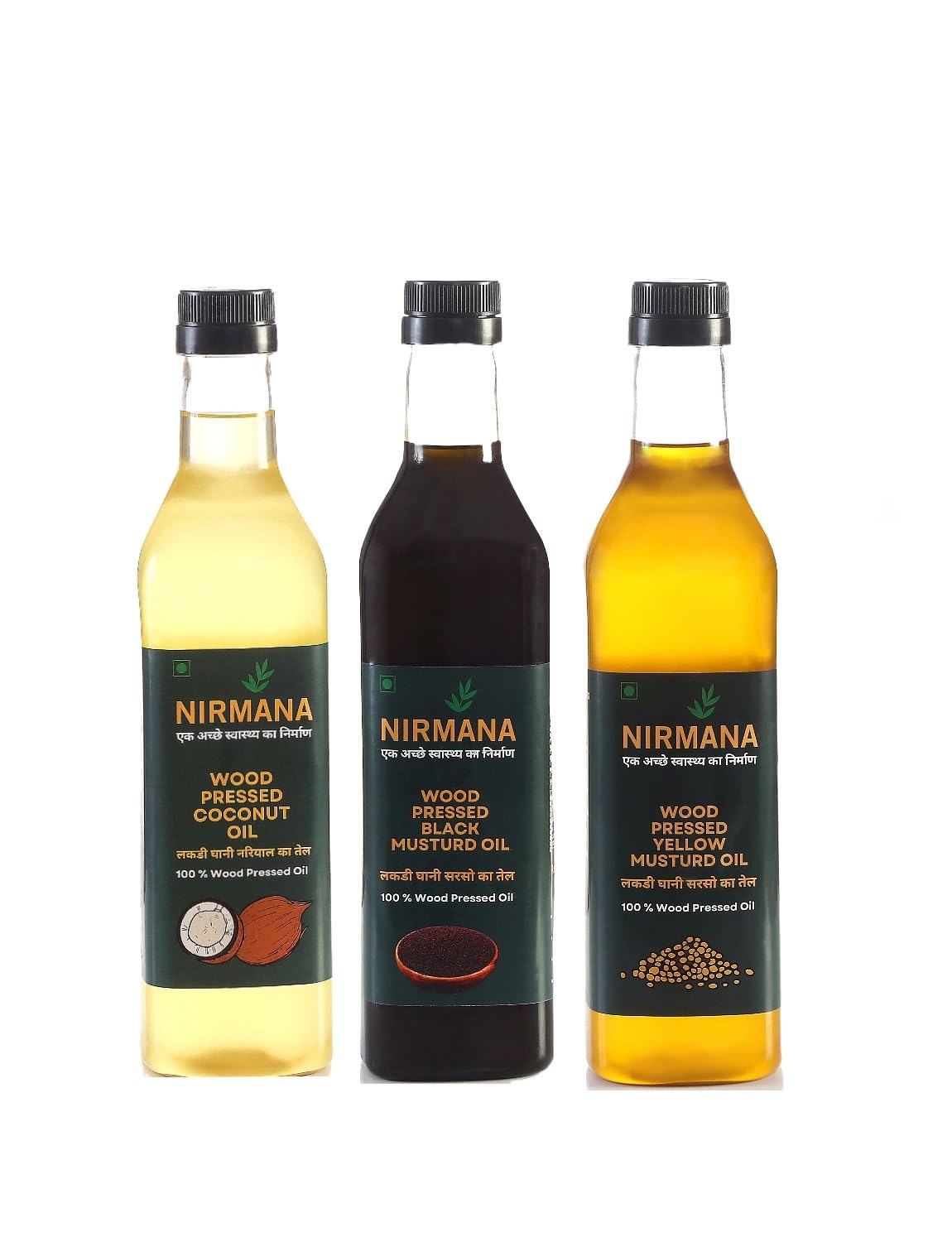 Nirmana Wood Pressed Coconut Oil, Black Mustard Oil, Yellow Mustard Oil ...