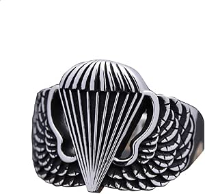 Amazon.com: US Army Military Silver Rings For Men, Airborne Ring ...