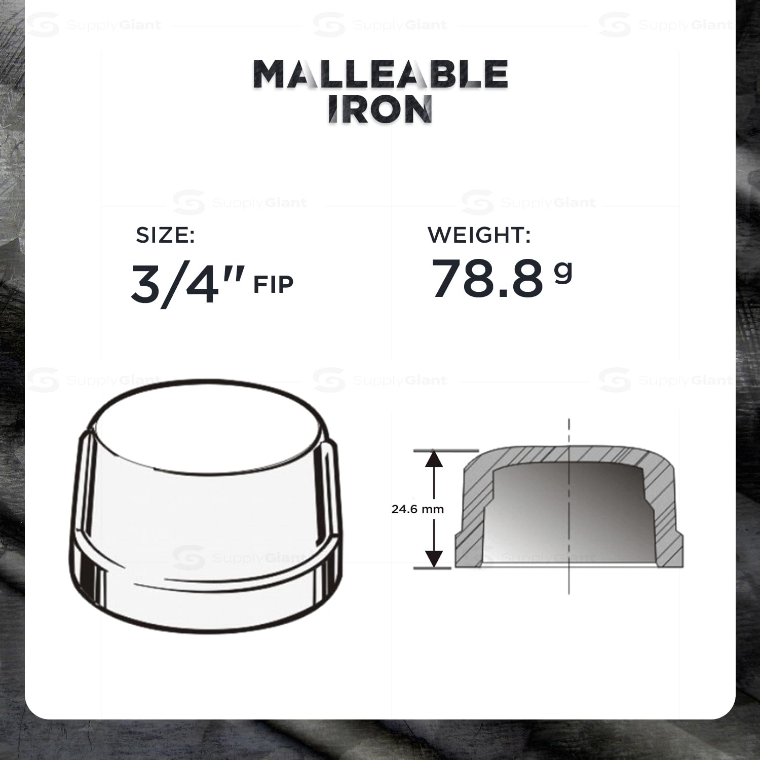 Snapklik.com : Supply Giant CNDQ0056 3/4 Black Malleable Iron Pipe Cap ...