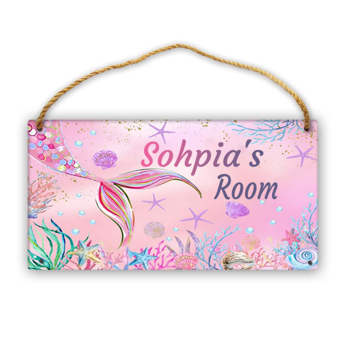 Amazon.com: Personalized Pink Mermaid Door Sign Girl Bedroom Decor ...