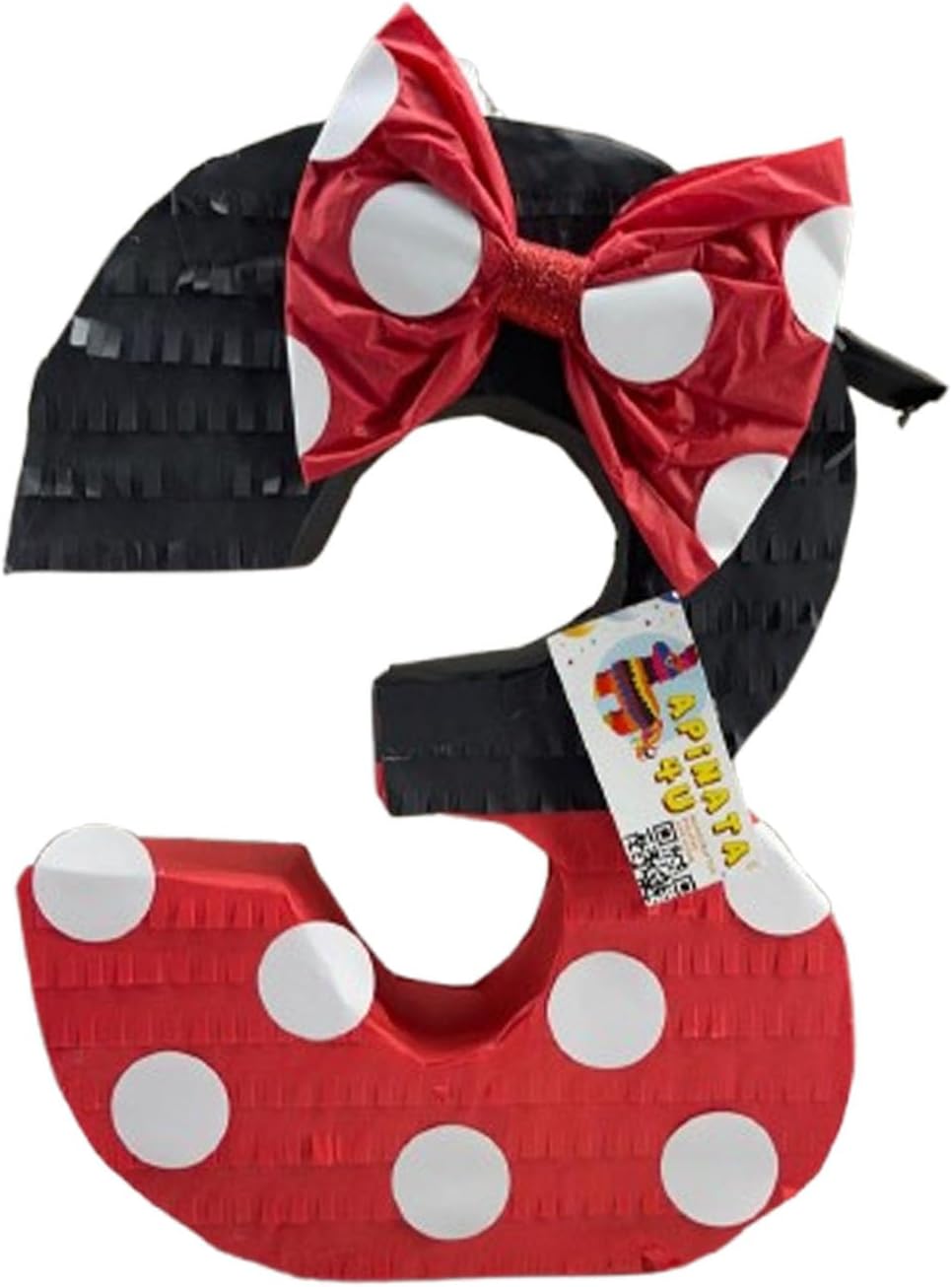 Amazon.com: APINATA4U Red and Black Number Three Pinata with Bow and ...