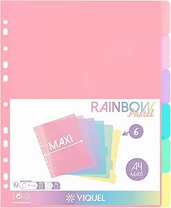 Viquel - Set of 6 Plastic dividers Rainbow Pastel - Maxi Format (24.5 x ...