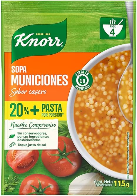 Sopa de Municiones KNORR 20% Más Pasta para disfrutar deliciosas ...