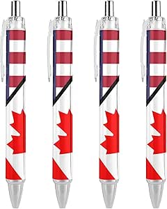 Amazon.com : American and Canadian Flag Ballpoint Pens Retractable Pen ...