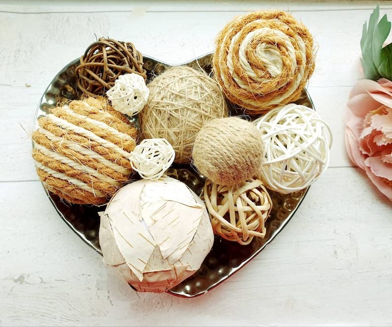 Decorative Wicker Balls Natural Decorative Wicker Rattan Balls, Vase