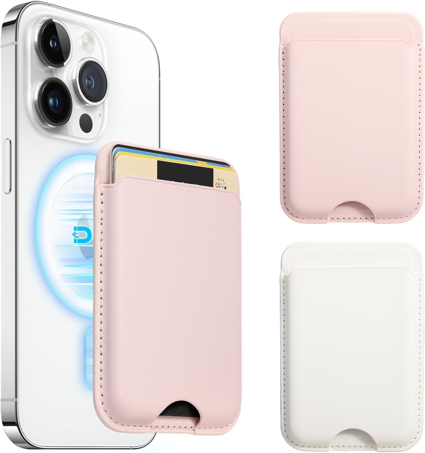 Amazon.com: Zemexy Magnetic Wallet Phone Card Holder with Magsafe,2Pack Mag Safe Wallet ...