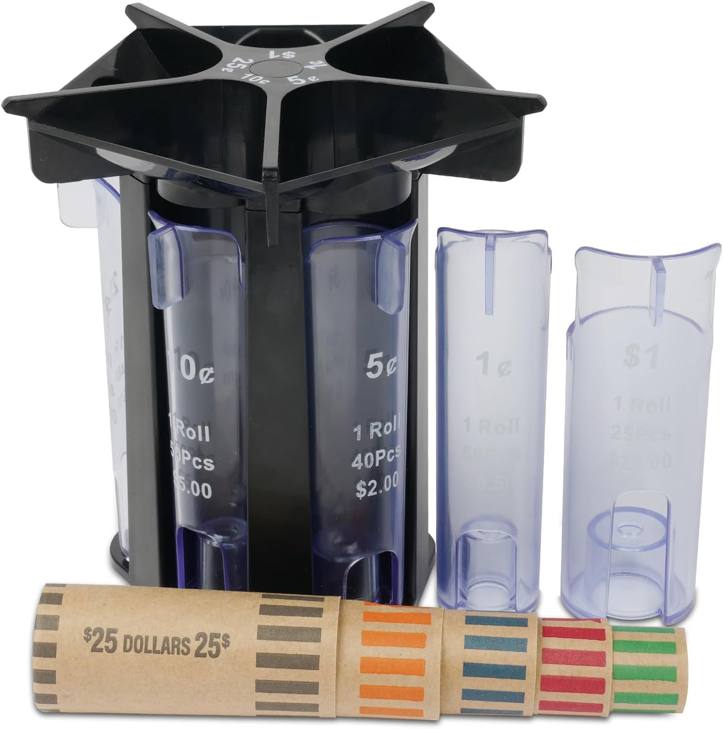 Lyfengdeam Coin Sorter Tube Coin Counter with Coin Wrappers, 5-IN-1Coin ...