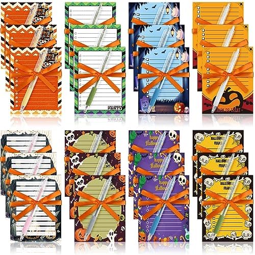 Amazon.com : Honoson 24 Sets Halloween Sticky Note with Pen and Ribbon ...