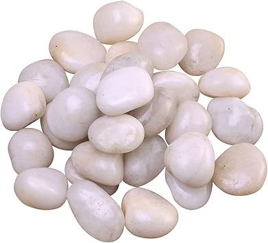 Amazon.com : FANTIAN Natural Polished White Pebbles - 5lb Smooth White ...