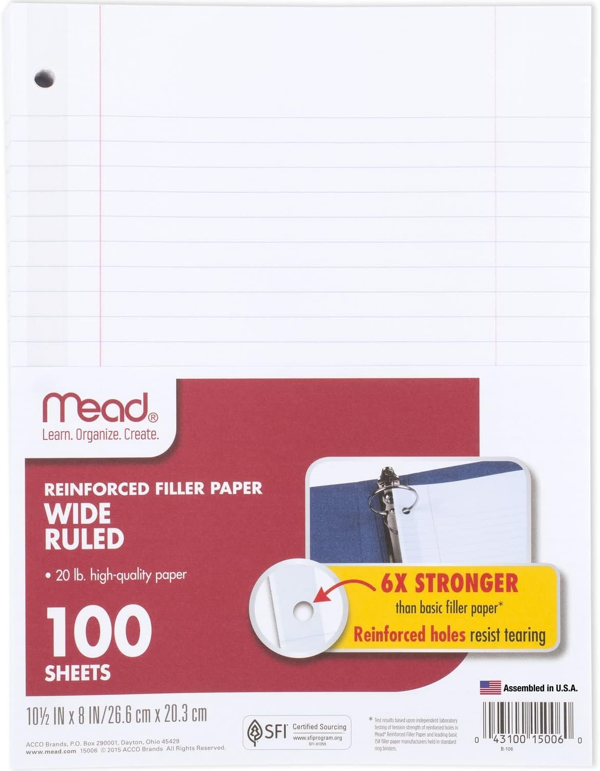 Amazon.com : Mead Loose Leaf Paper, 3 Pack, Notebook Paper, College ...
