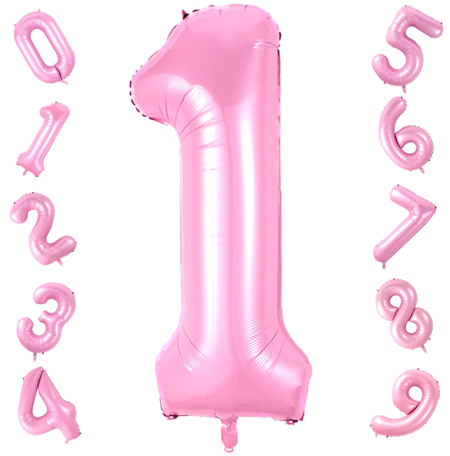 Amazon.com: 40 Inch Pink Number 1 Balloon, Light Pink Number Balloons ...