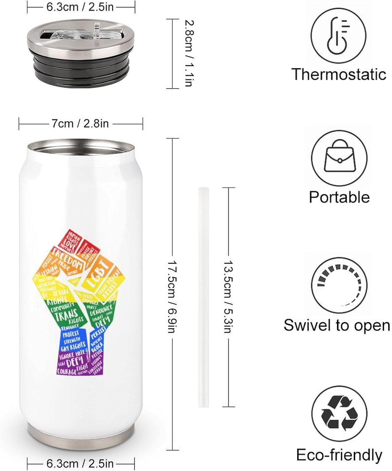 LGBT Pride Fist Stainless Steel Tumbler Insulated Cups Travel Coffee ...
