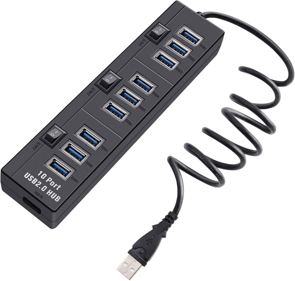 Amazon.com: Pasow 10 Port High Speed USB 2.0 Hub with Power Adapter and ...