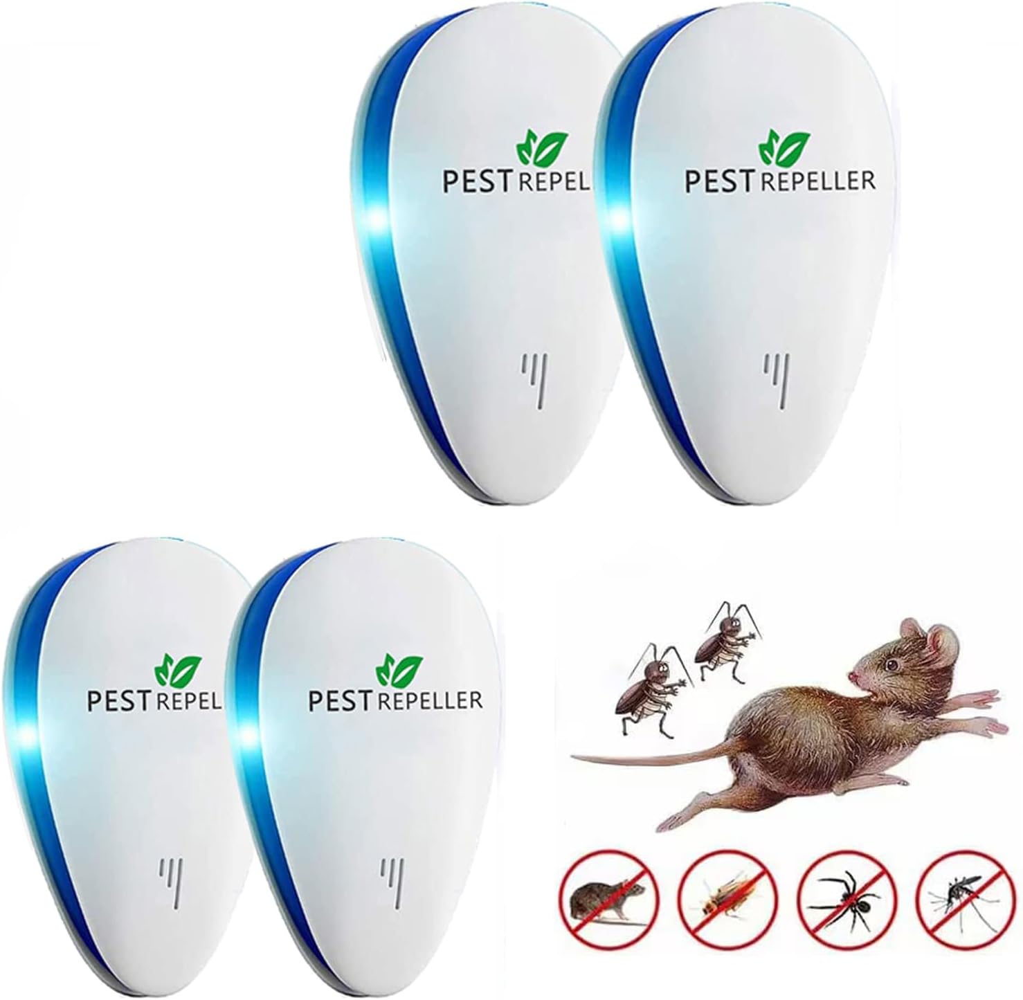 Ultrasonic Pest Repeller 4 Pack - Powerful Mouse Repellent - Wide ...