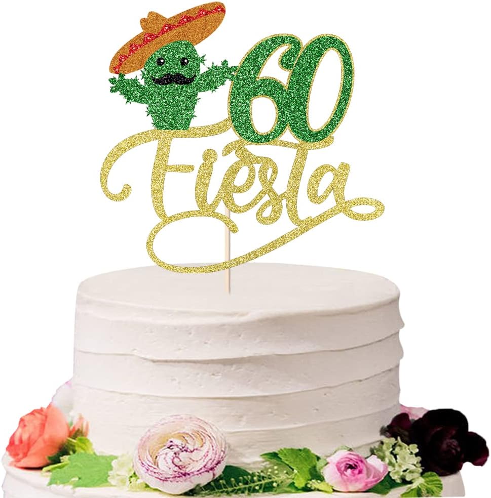 Amazon.com: Sodasos Fiesta 60th Birthday Cake Topper - Taco Bout 60 ...