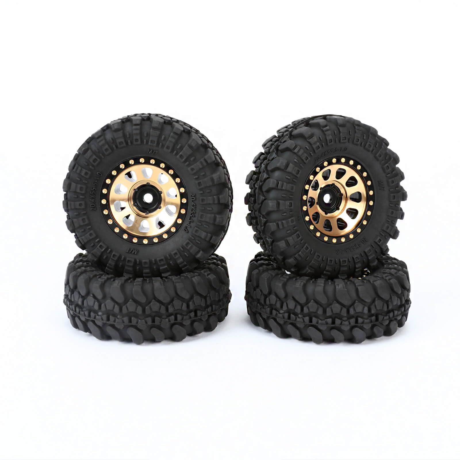 Amazon.com: RCAWD 1.0 Brass Wheel and Tire Beadlock Rim for Axial 1/24 ...