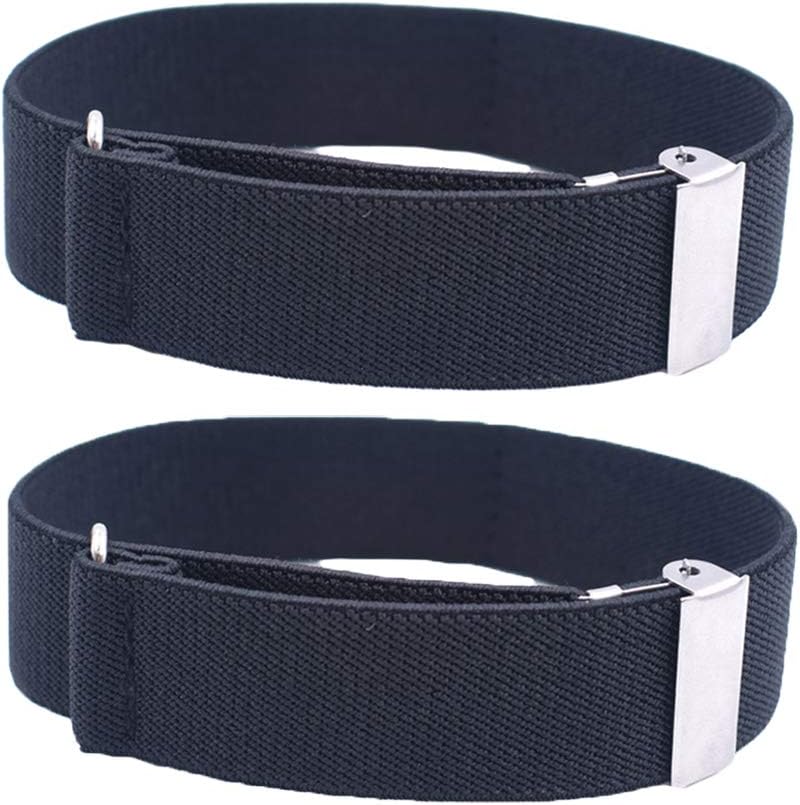 Men 2PCS Black Elastic Adjustable Shirt Garters Sleeve Holders Armbands ...