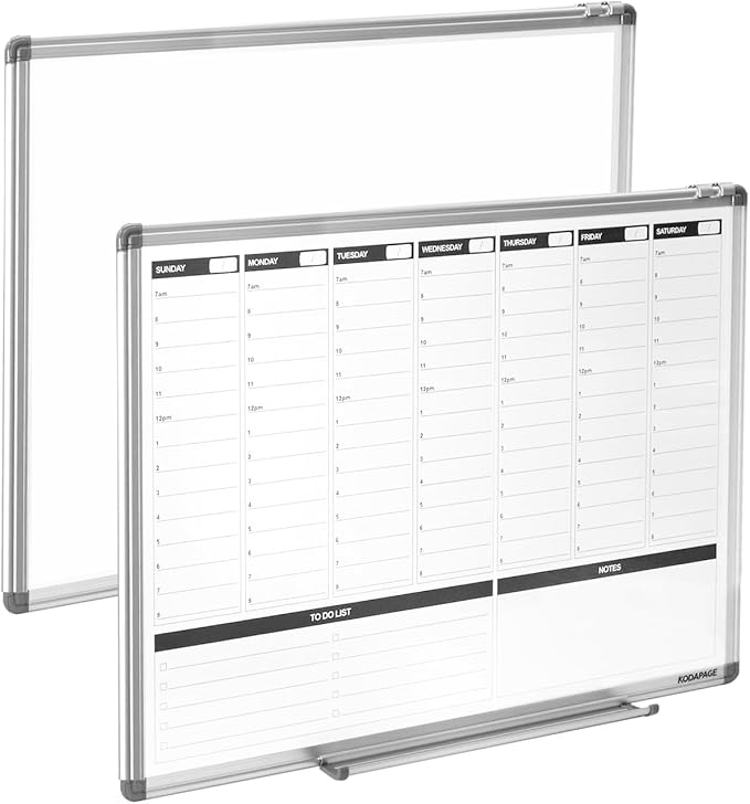 KODAPAGE Weekly Dry Erase Board, Weekly Planner whiteboard with Hourly ...