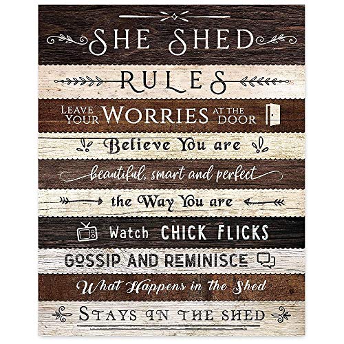 Farmhouse Style She Shed Rules Humor Art Prints, 1 (8x10) Unframed ...