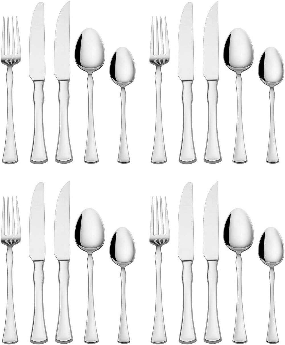 Amazon.com: Mikasa Novaro 20-Piece 18/10 Stainless Steel Flatware Set ...