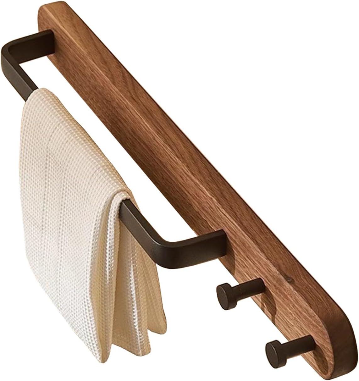 Amazon.com: HZEPDVT Walnut Color Integrated Hook Towel Rack Solid Wood ...