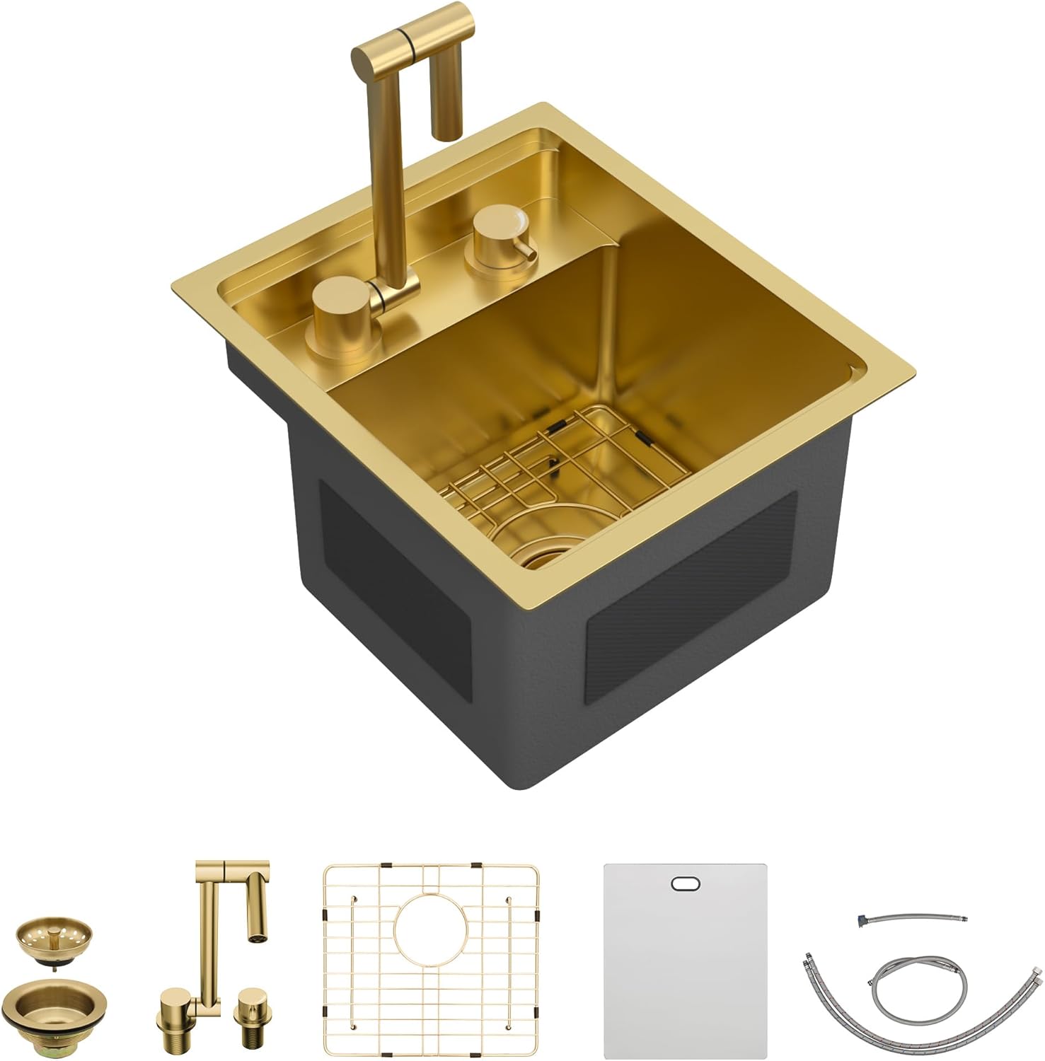 Fulorni 13"x15" Small RV Kitchen Sink – 16 Gauge 304 Stainless Steel ...