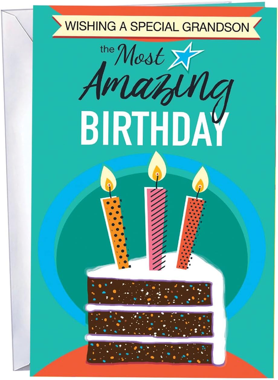 Amazon.com : Chuck's Card-O-Rama - Grandson Birthday Card - MADE in USA ...