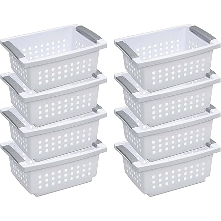 Amazon.com: Doryh Stackable Plastic Storage Baskets/Bins Organizer with ...