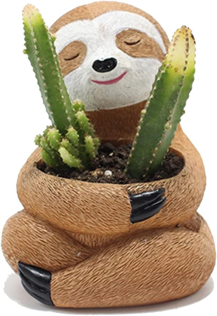 Amazon.com : 4.7 Inch Sloth Plant Pots, Cute Sloth Statue Flower Pots ...