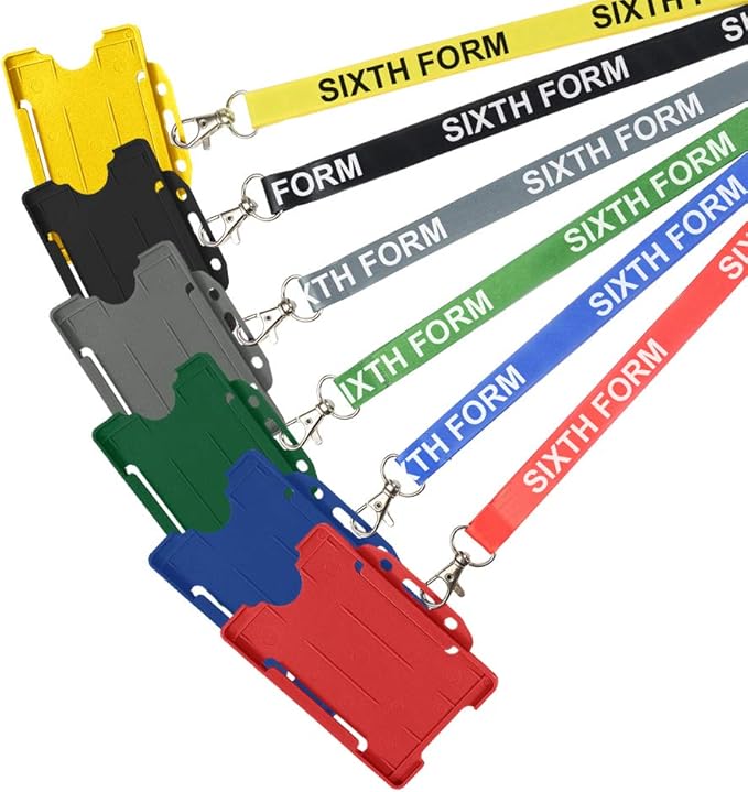 Grey Sixth Form Lanyard Neck Strap w/Open Face Card Holder for ID Cards ...