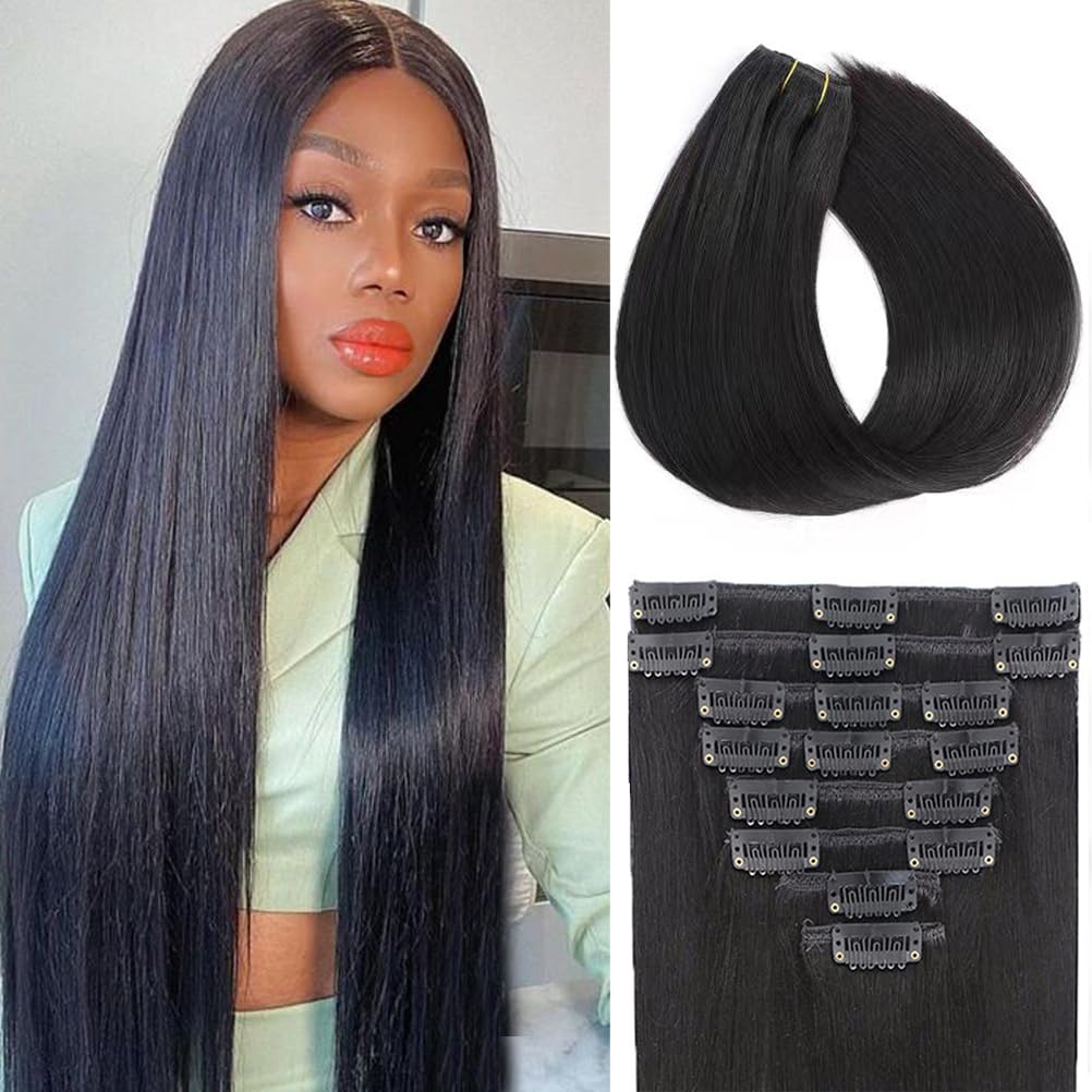 Amazon.com : Clip in Hair Extensions Real Human Hair for Women Clip ins ...