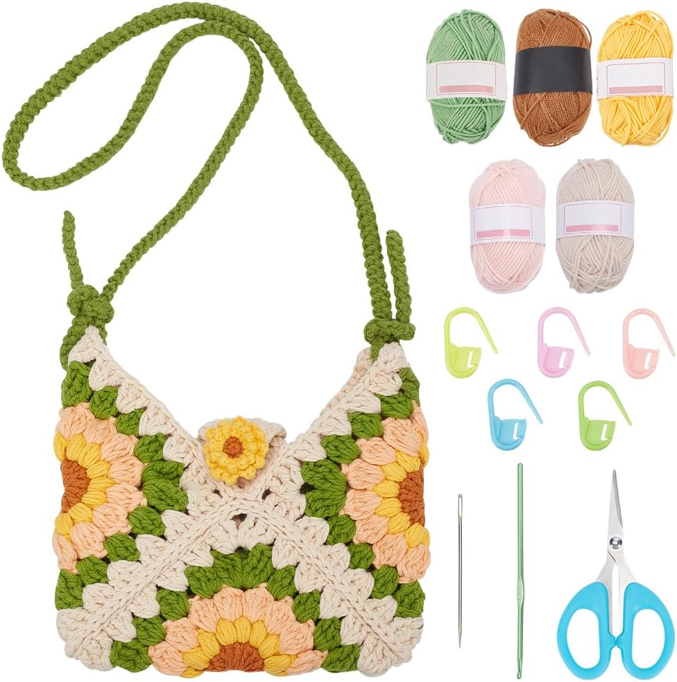 FREEBLOSS Crochet Bag Kit Crochet Beach Bag Beginners Crochet Kit ...