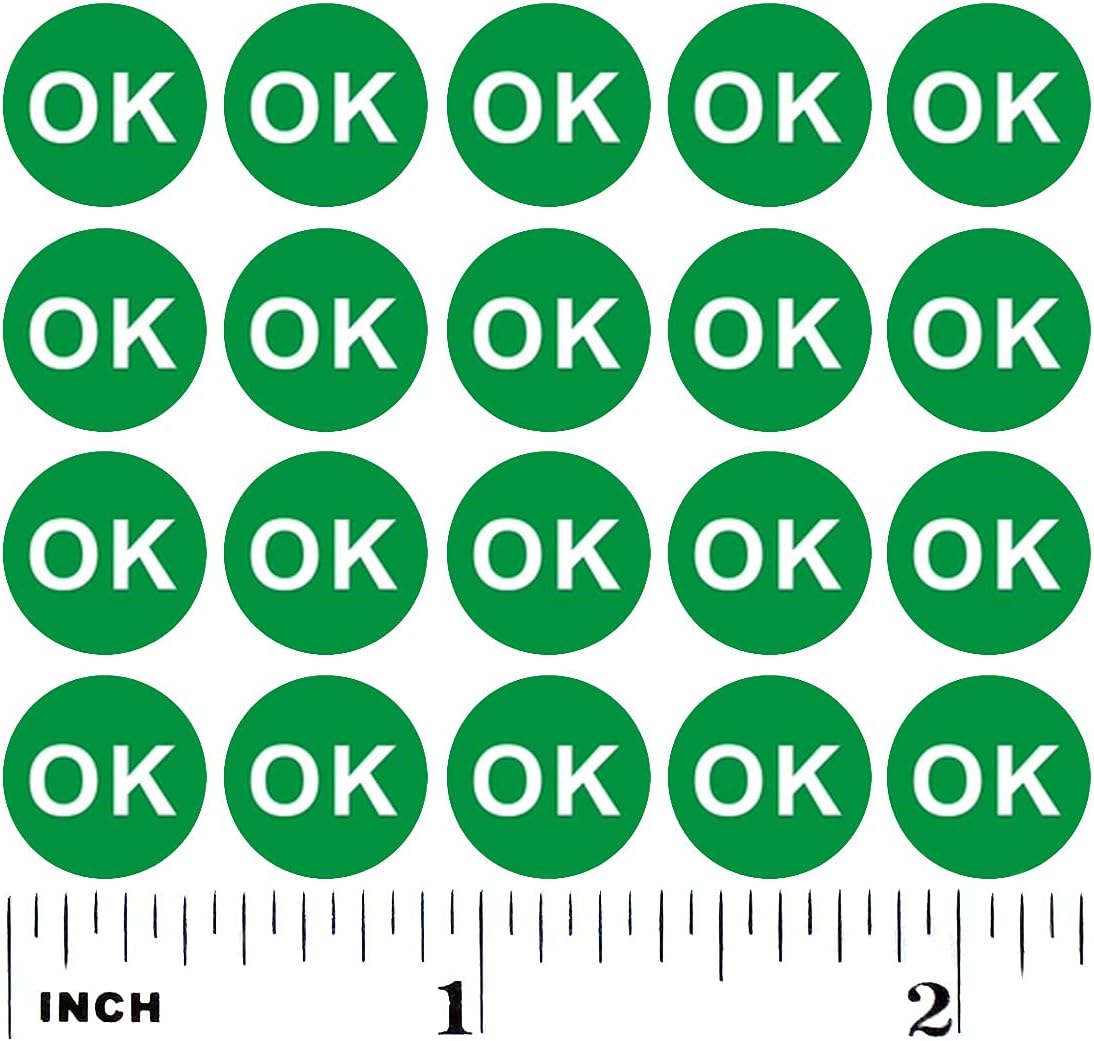 Amazon.com : 500+ Green Ok Stickers Small 0.4” Round Shape Adhesive ...