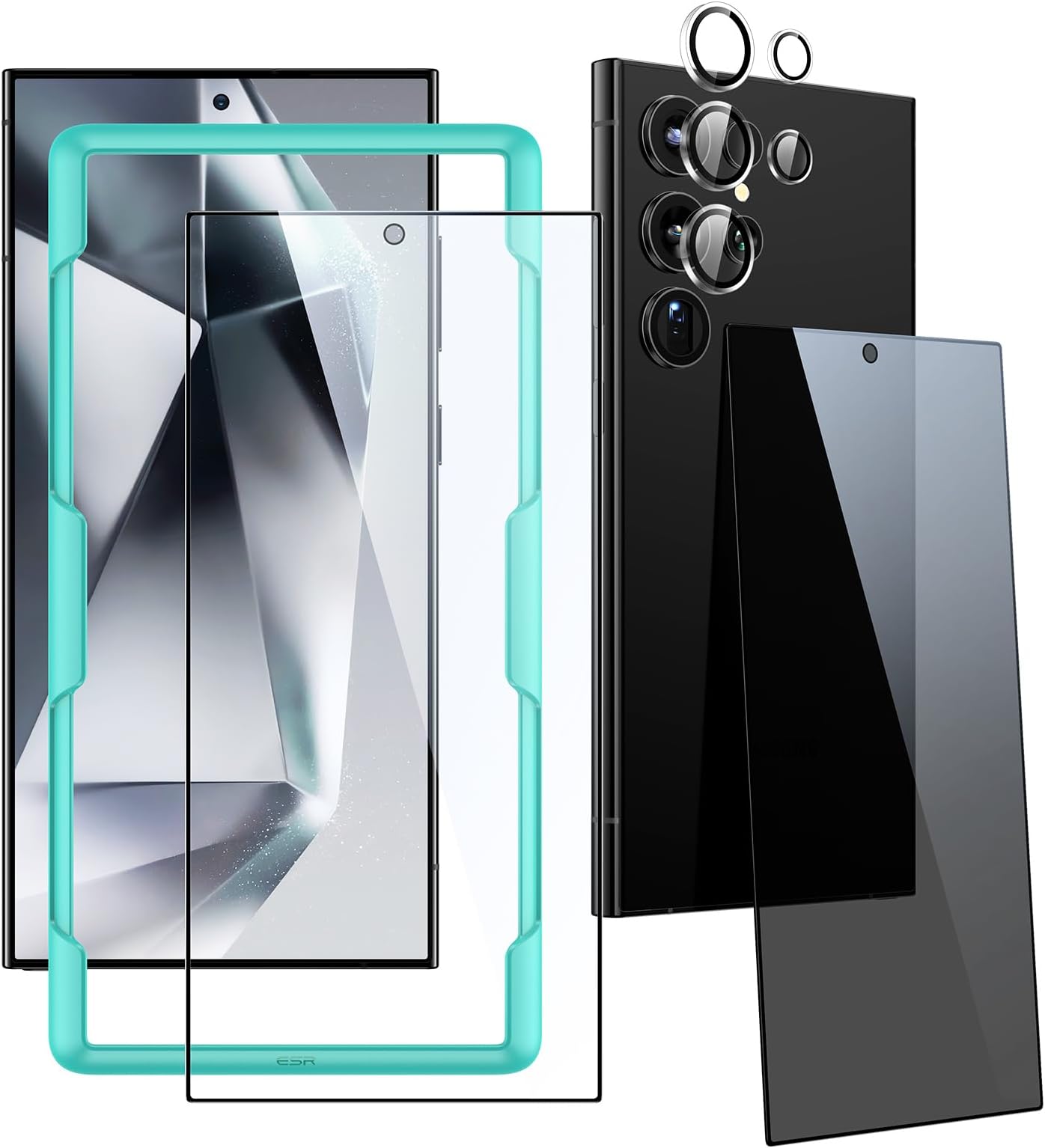 ESR 2 Pack Privacy Screen Protector + 1 Set Camera Lens Protectors for ...