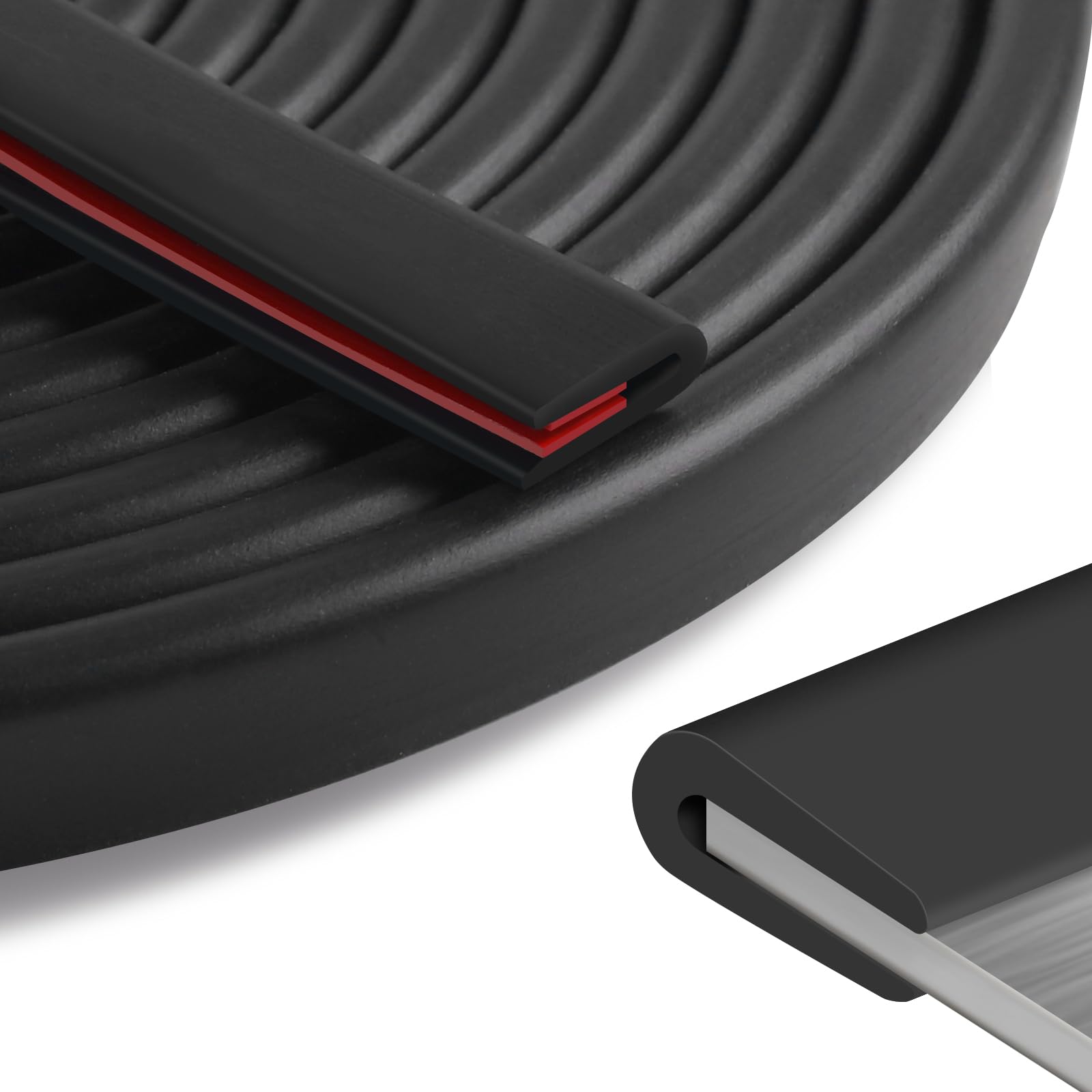 10Ft Black U-Channel EPDM Rubber Edge Trim, Fits for 1/16" (1.6mm ...