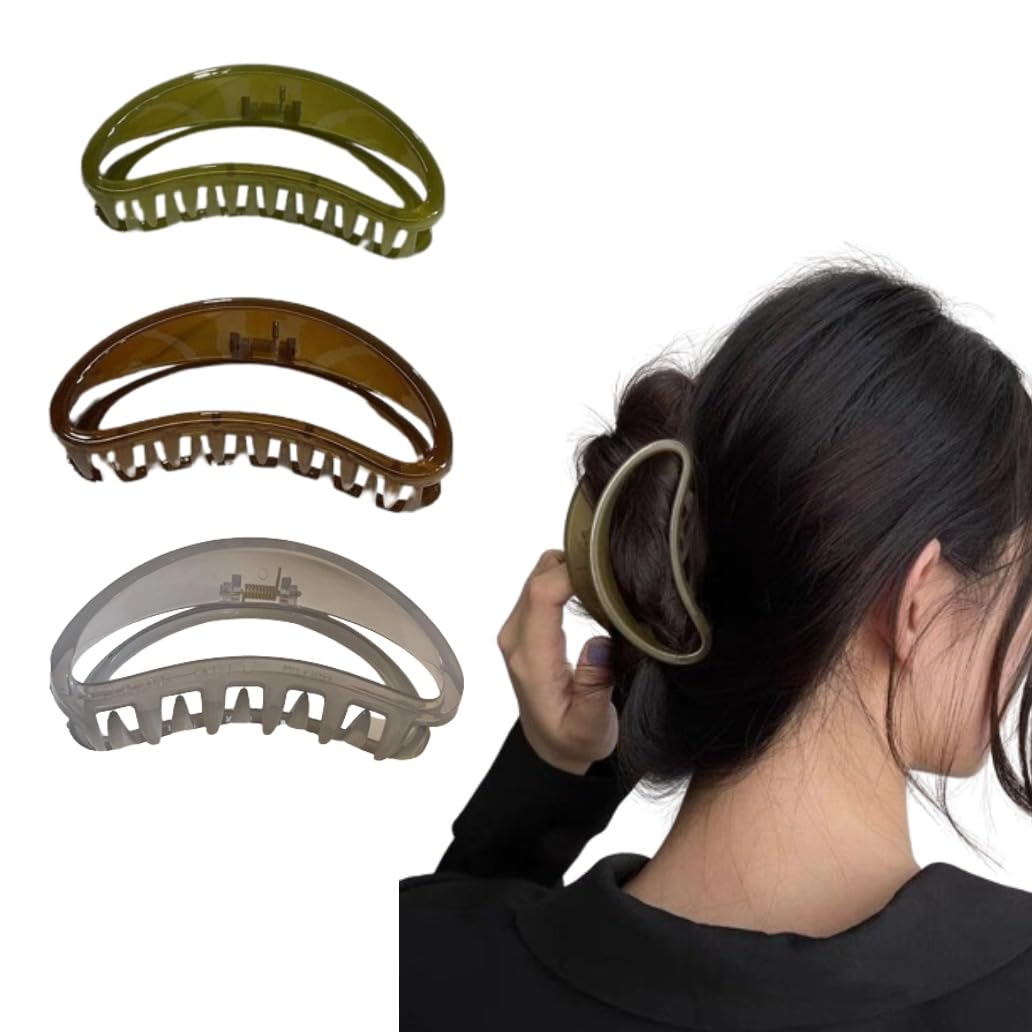 Amazon.com : Large Hair Claw Clips Hollow Moon Shape Claw Clip 3Packs ...