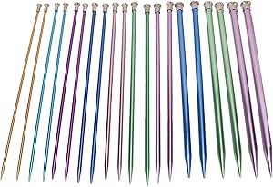 Amazon.com: Knitting Needles Set, 25cm/9.8in Aluminum Knitting Needles Set Single Pointed ...