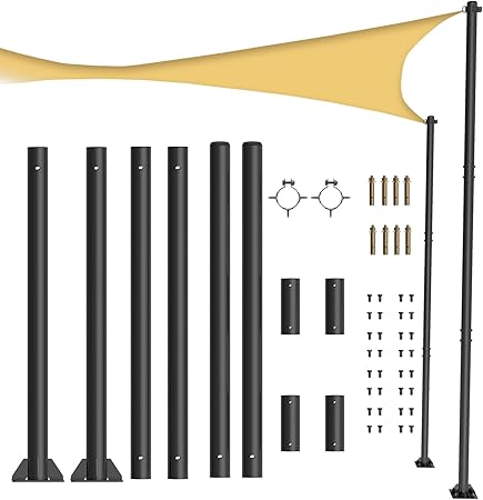 Amazon.com : TOCRETOARE Shade Sail Poles,2 Pack Heavy Duty Steel Shade ...