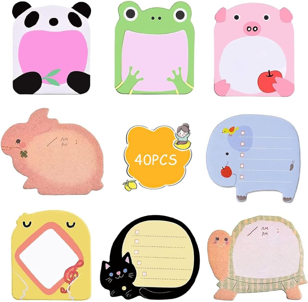 Cute Animals Sticky Notes - 800 Self-Adhesive Cartoon Sticky Notes for ...
