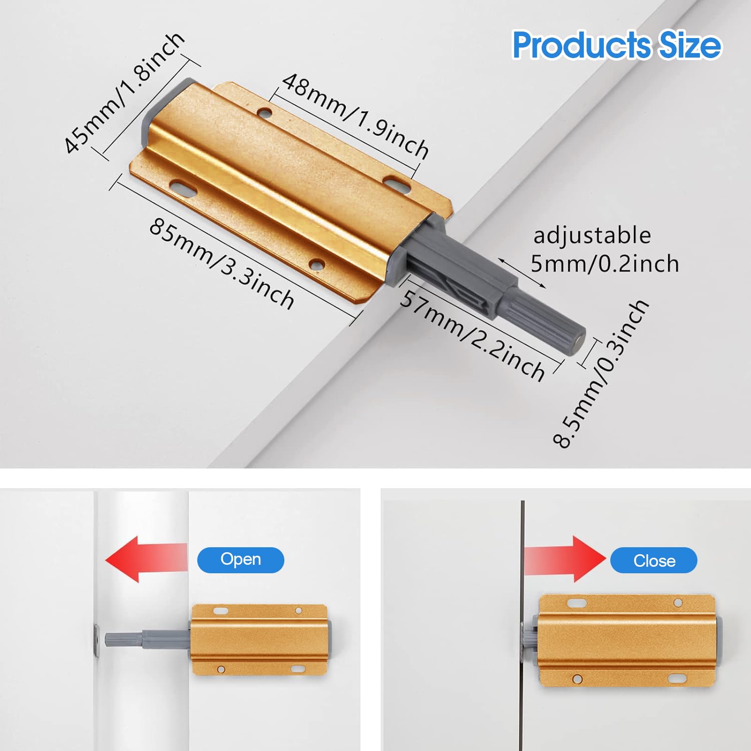 Snapklik.com : Push To Open Door Latch, 20 Pack Gold Magnetic Push ...