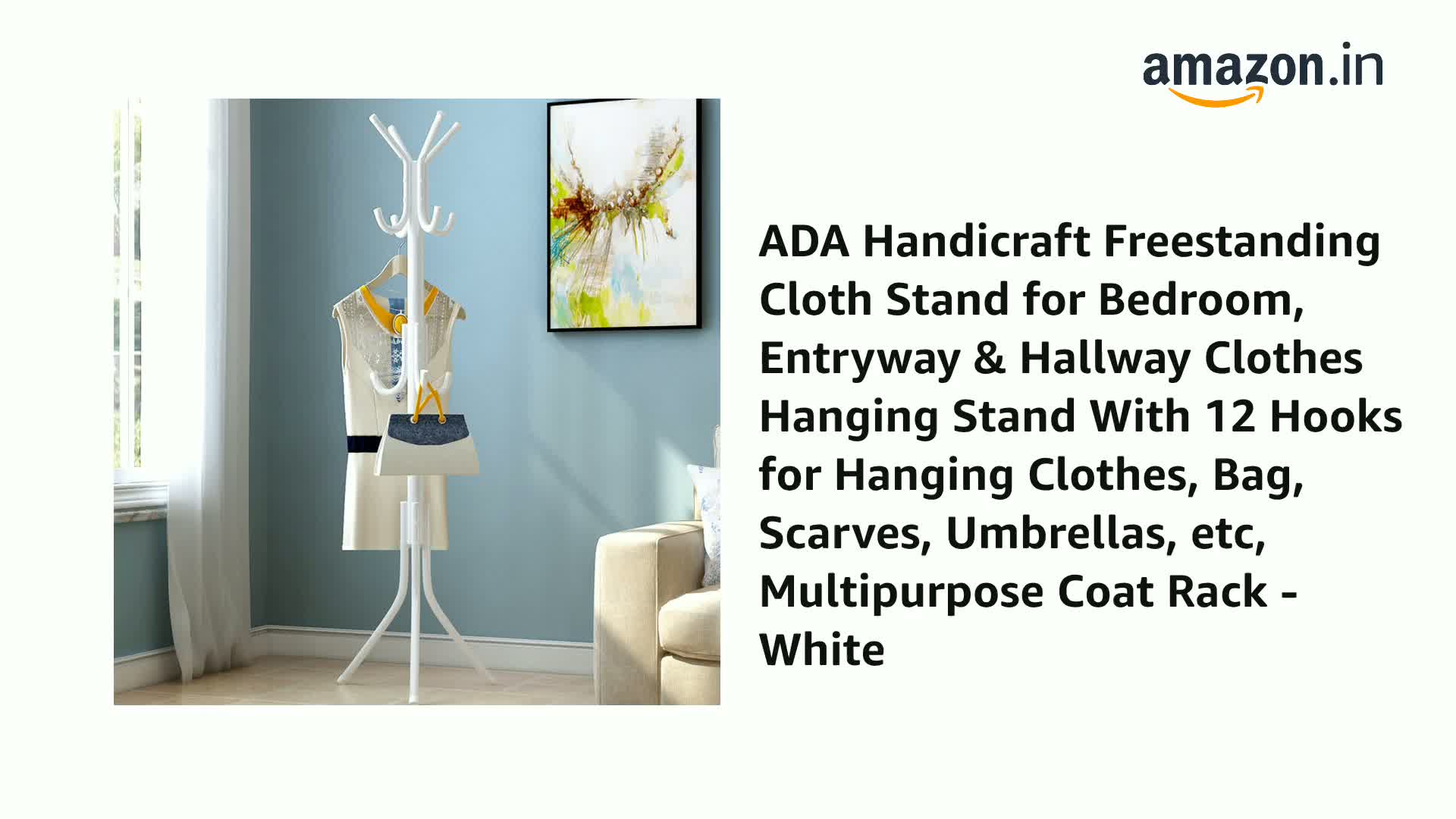 Watch ADA Handicraft Freestanding Cloth Stand for Bedroom, Entryway ...