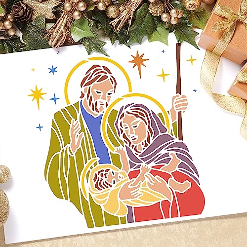 FINGERINSPIRE Holy Family Stencil 30x30cm Christmas Nativity Scene ...