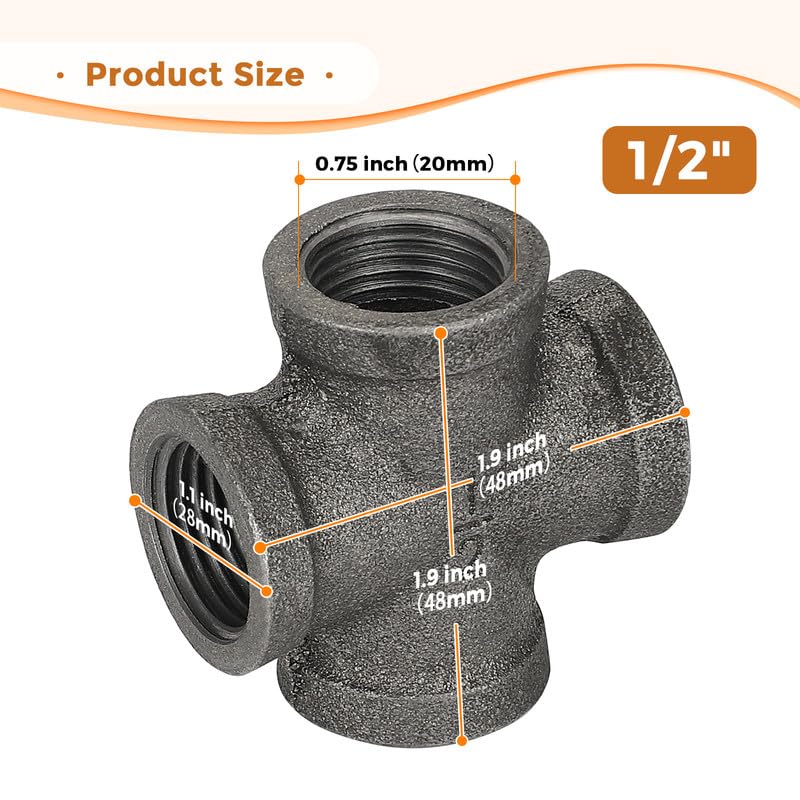 Snapklik.com : 1/2" Pipe Fittings 4-Way Cross Fitting - Home Expert 10 ...