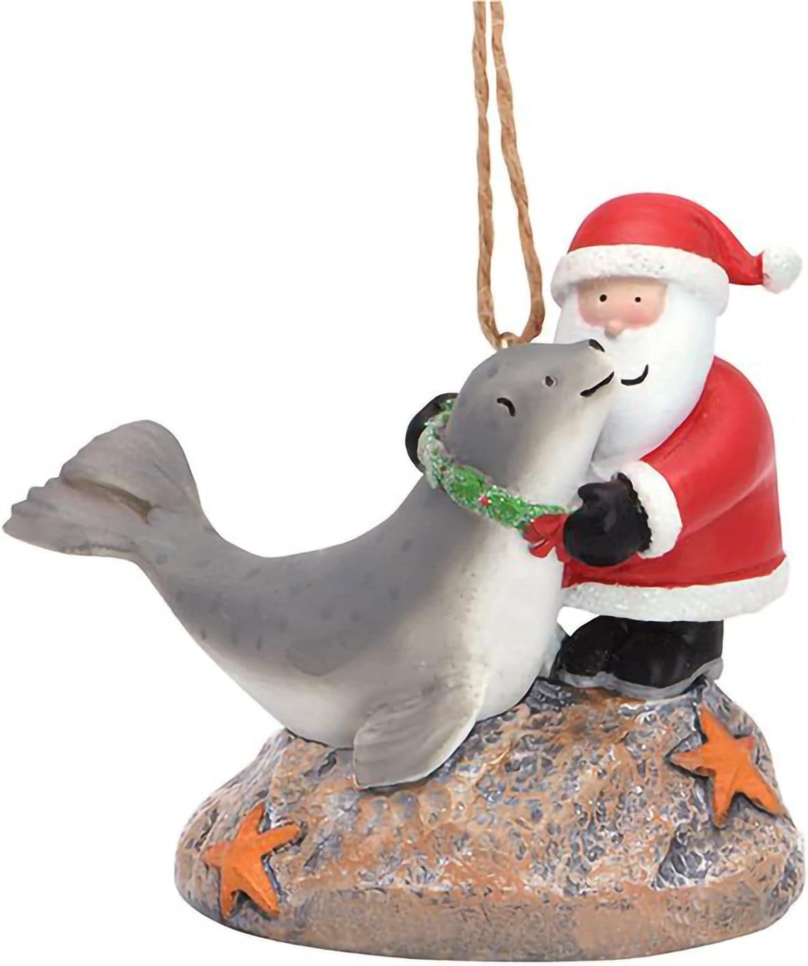 Amazon.com: Cape Shore Christmas Resin Ornament Santa and Harbor Seal ...