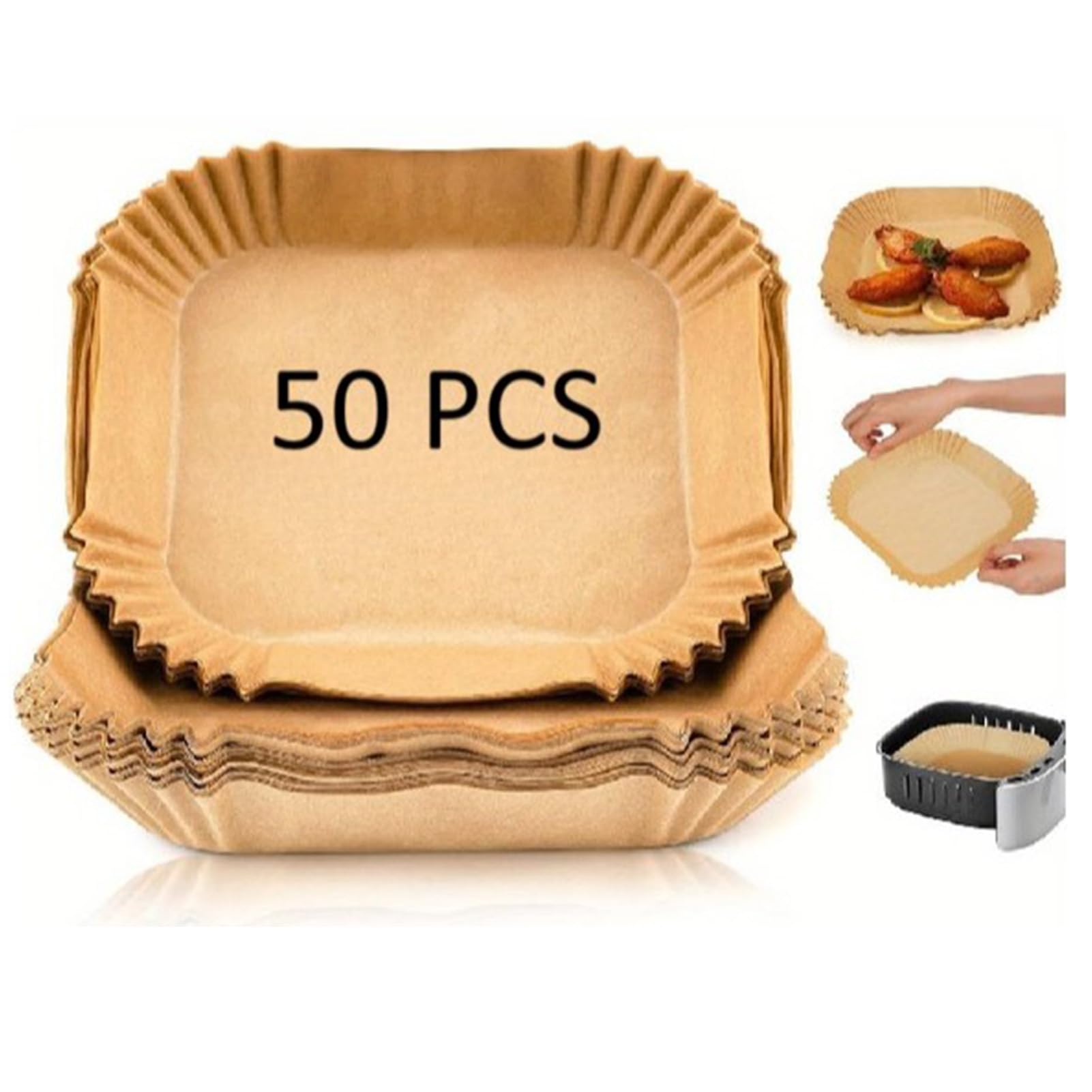 Air Fryer Disposable Paper Liner, 50Pcs Non-Stick Disposable Air Fryer ...