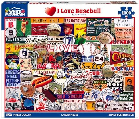 Amazon.com: White Mountain 1000 Piece Jigsaw Puzzle Nostalgic Sports ...