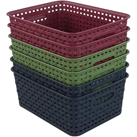 Amazon.com: Ucake Plastic Kitchen Basket, Small Woven Storage Baskets ...