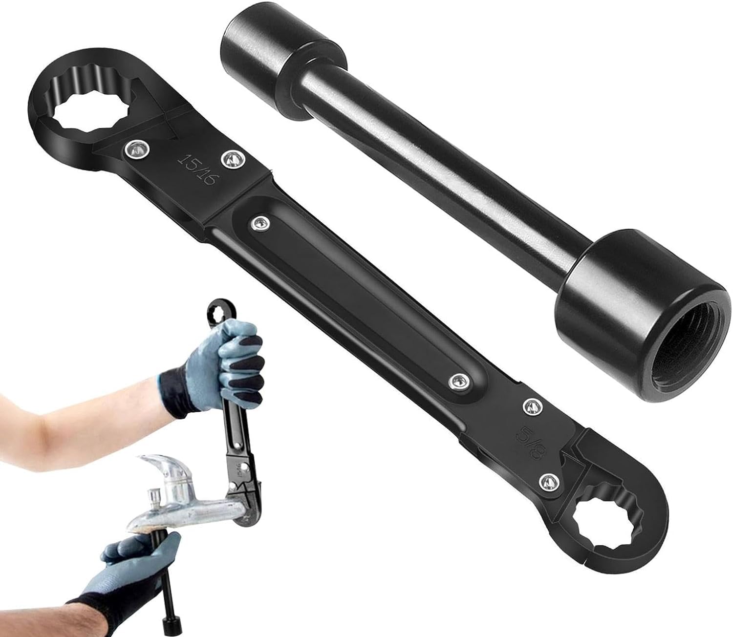 Kisfun Plumbing Wrench Tool Set, Plumbers Valve Angle Stop Wrench Set ...